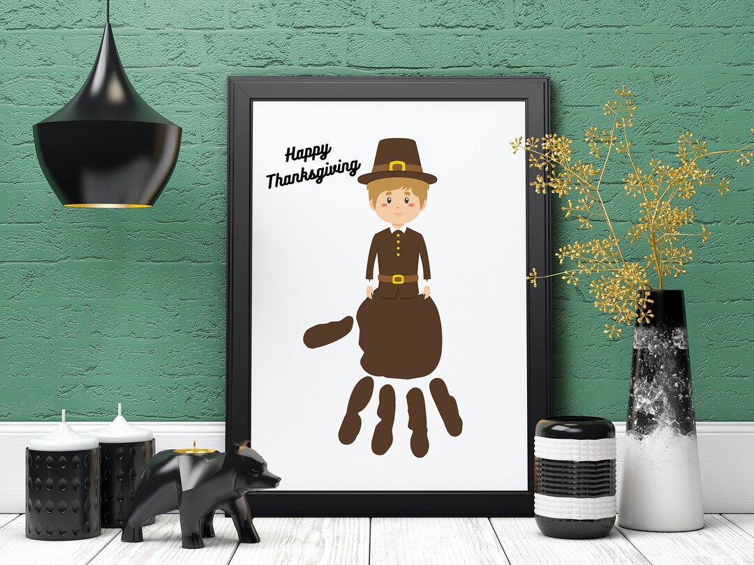 Print at Home Male Pilgrim Handprint Art Thanksgiving Handprint Art ...