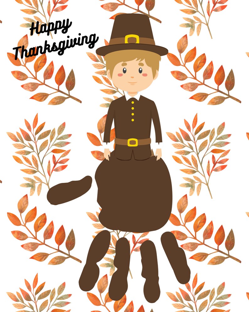 Print at Home Male Pilgrim Handprint Art Thanksgiving Handprint Art ...