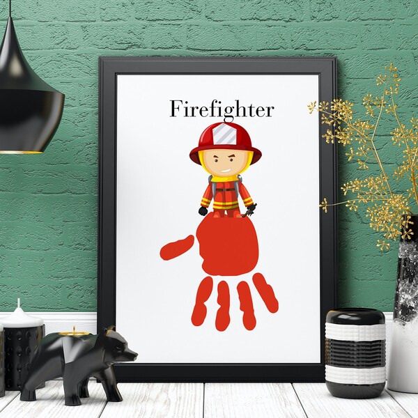 Firefighter Handprint Craft - Etsy