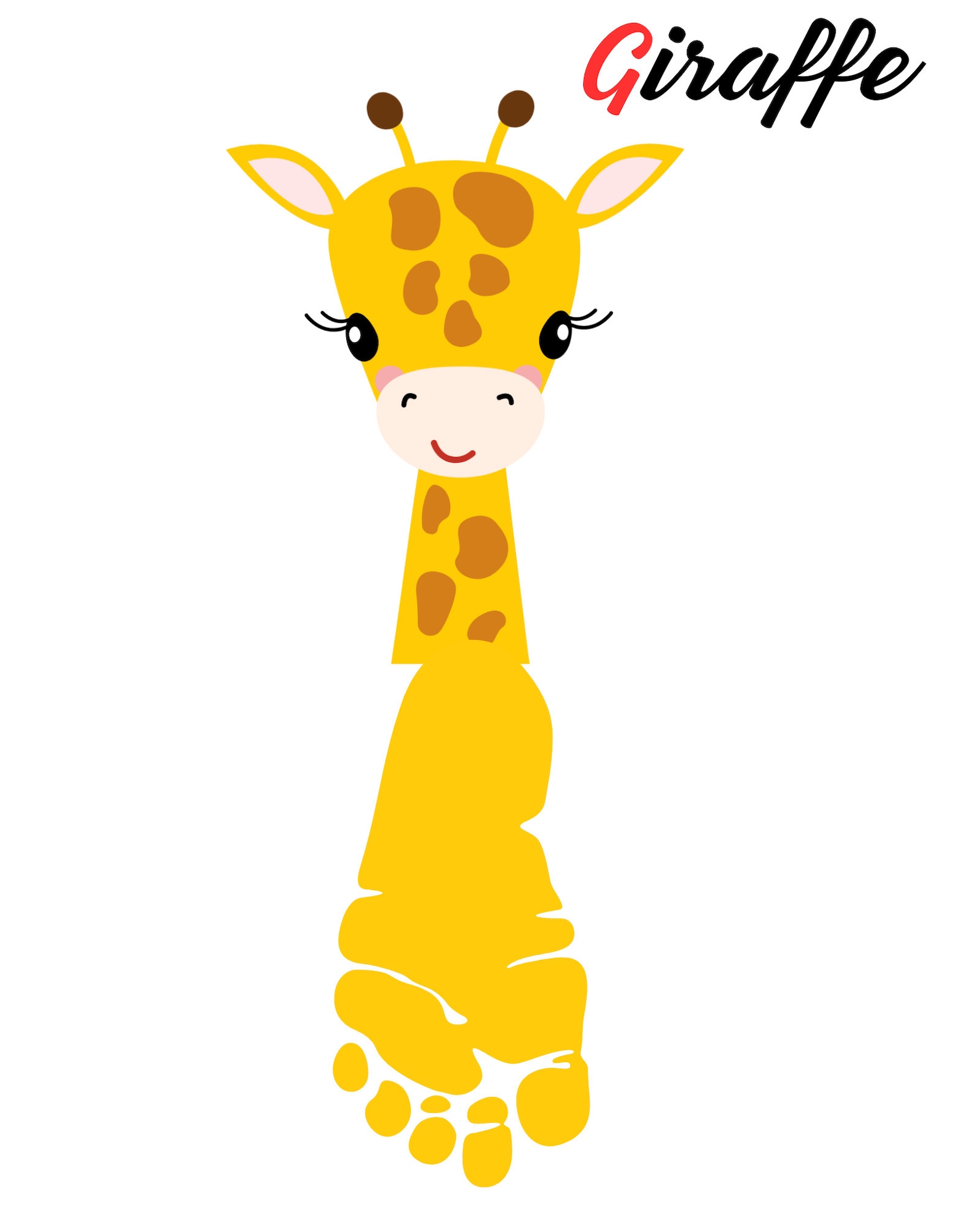 Giraffe Footprint Art Animal-themed Handprint Activity: Baby - Etsy