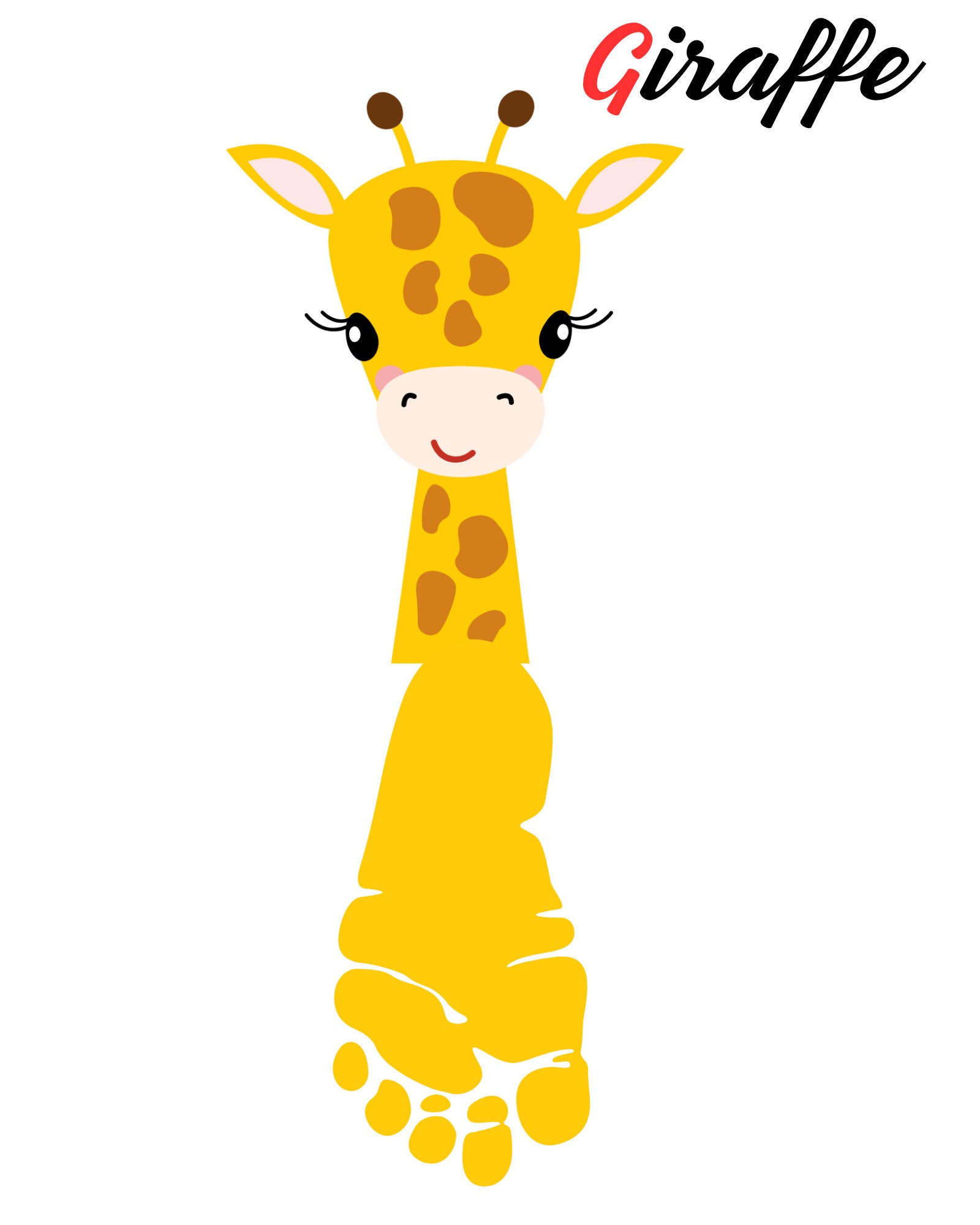 Giraffe Footprint Art Animal-themed Handprint Activity: Baby - Etsy