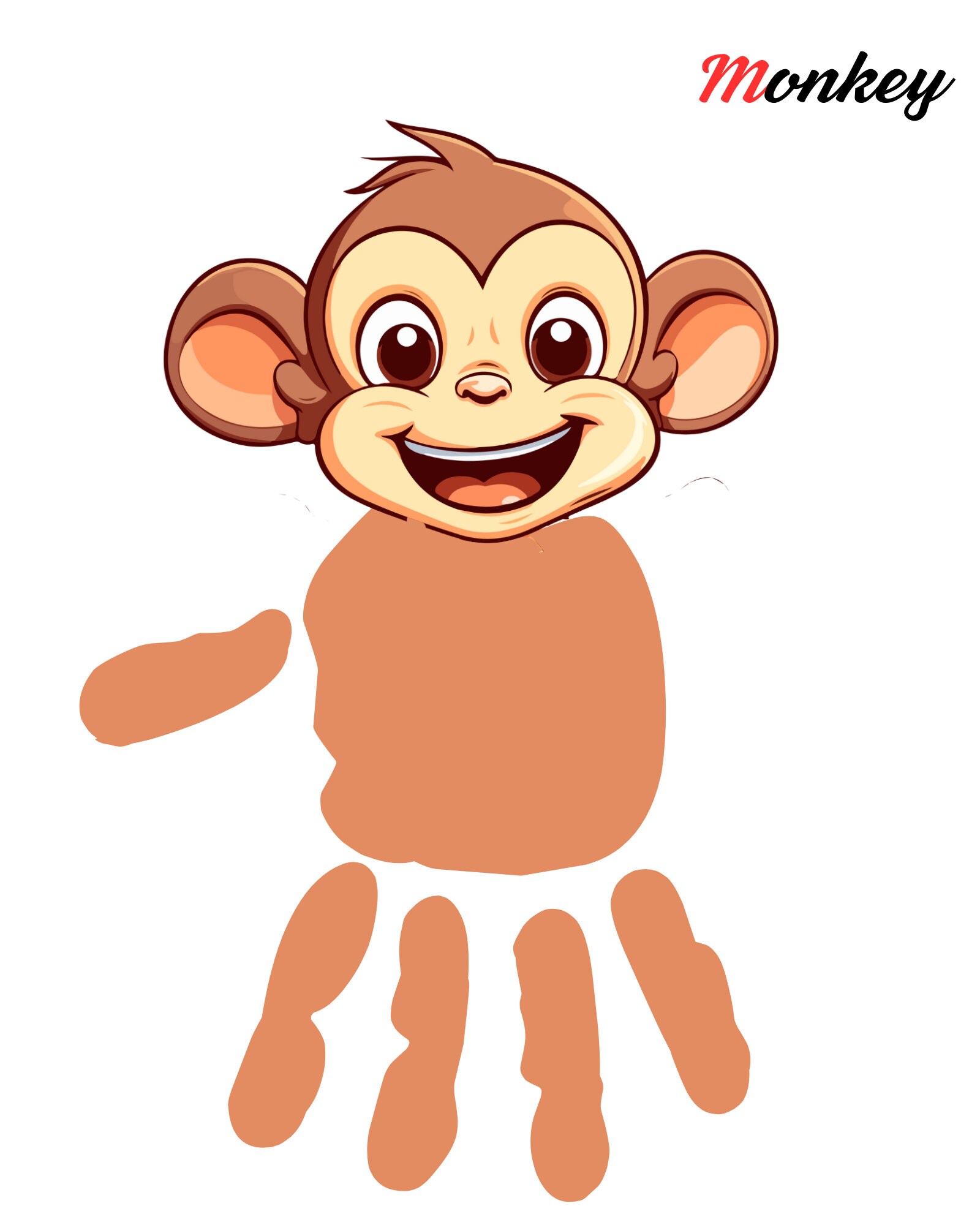 Monkey Handprint Art Unique Handprint & Footprint Craft: 8x10 - Etsy