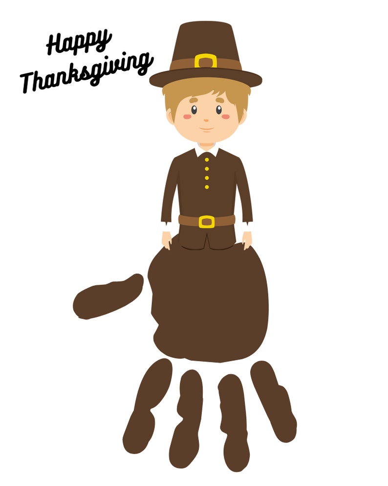Print at Home Male Pilgrim Handprint Art Thanksgiving Handprint Art ...