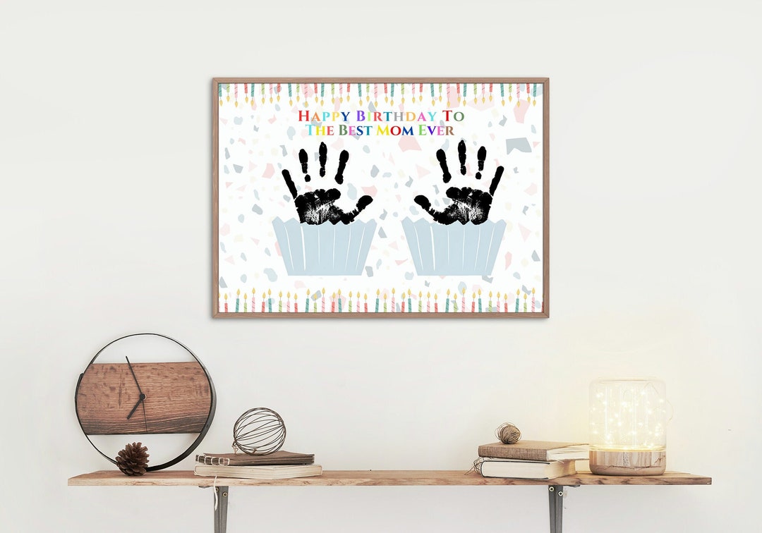 Printable Handprint Art for Birthday Happy Birthday Cup Cakes - Etsy
