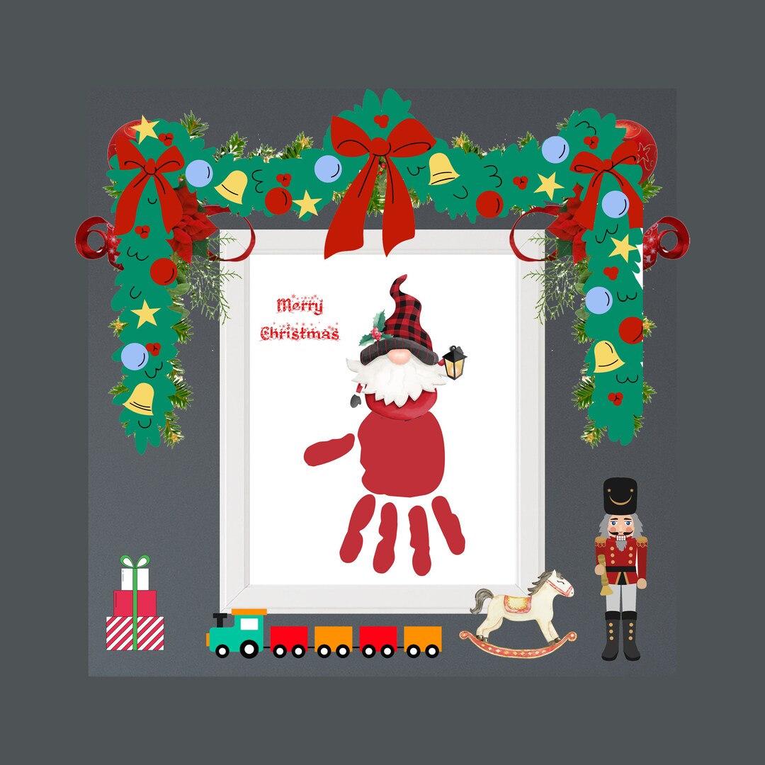 Christmas Handprint Art Gnome Handprint Winter Craft Home - Etsy