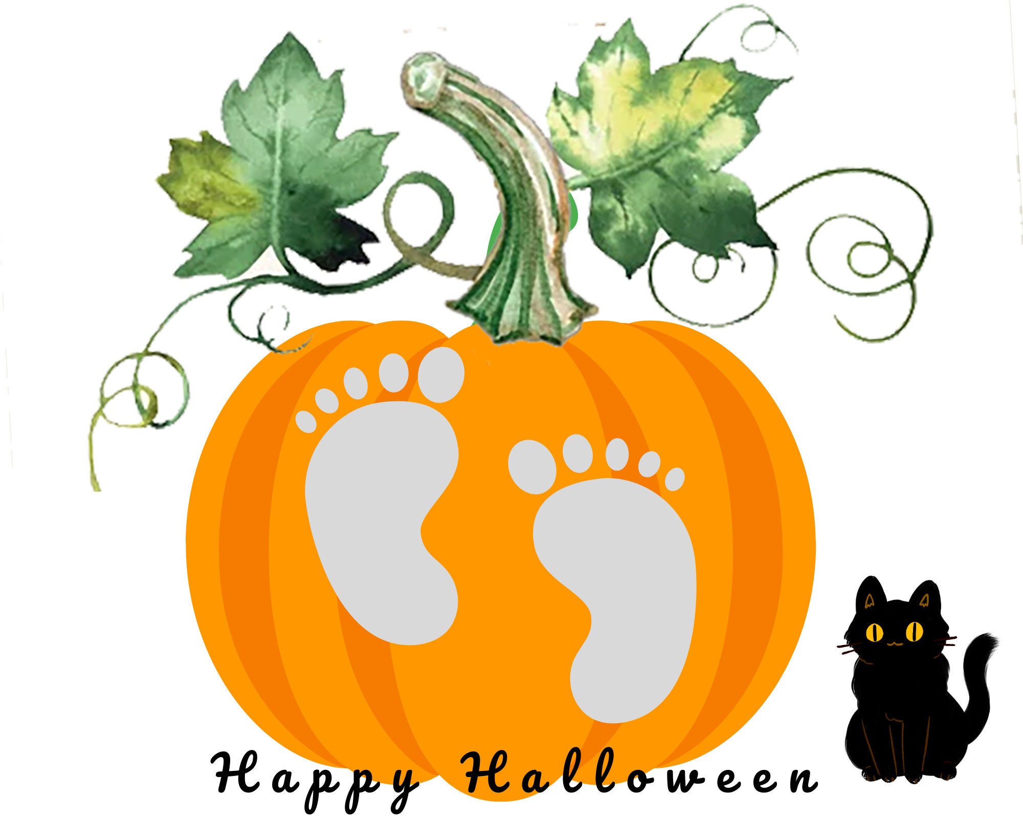Cute Pumpkin Footprint Art: Instant Download & Printables Halloween ...