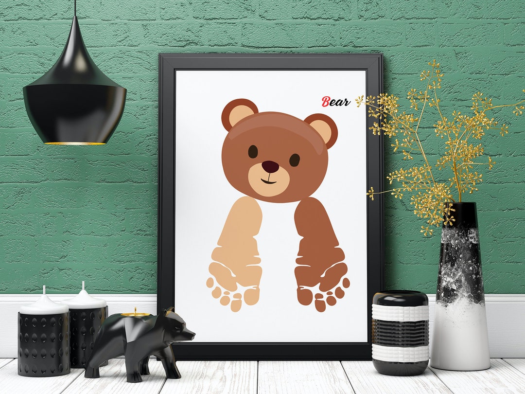 Bear Footprint Art Handprint & Footprint Art Craft: 8x10 Baby - Etsy