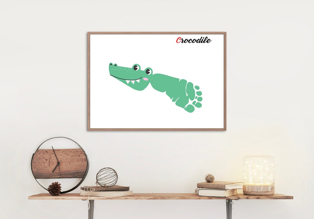 Crocodile Footprint Art Printable Baby Handprint Art: 8x10 Animal ...