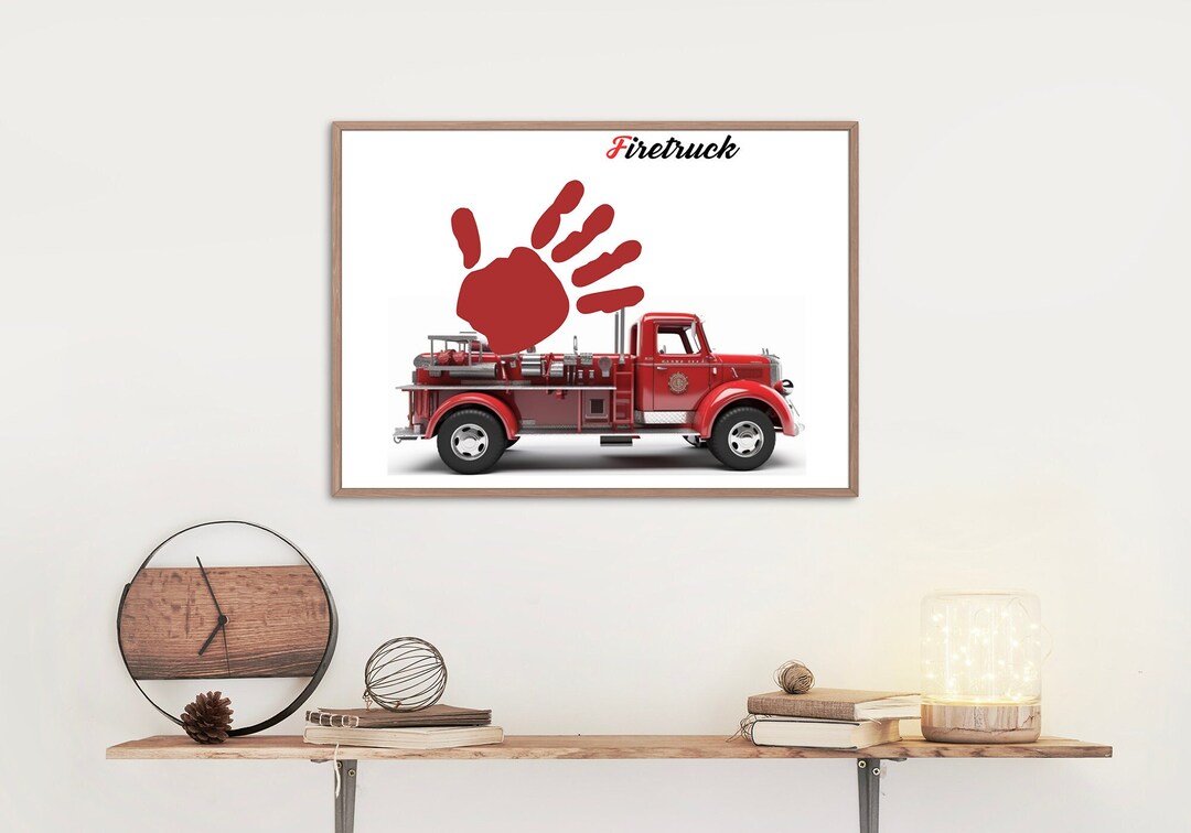 Fire Truck Handprint Art Vintage-themed Handprint Activity: - Etsy