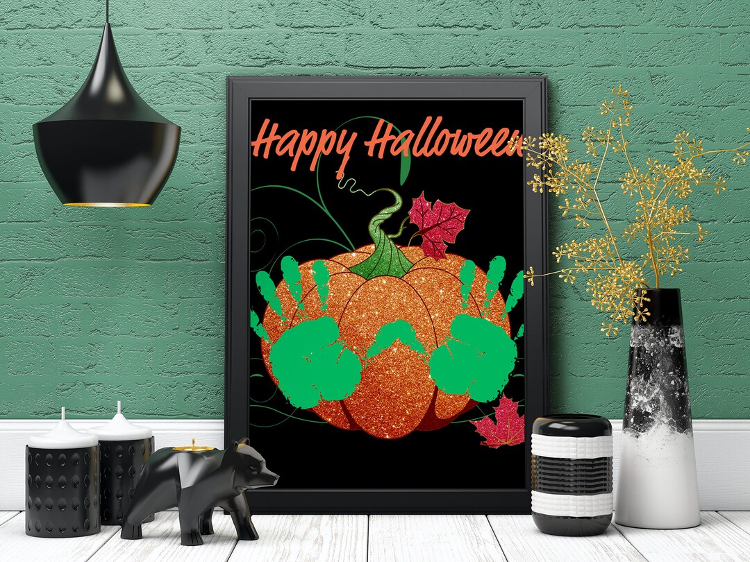 Pumpkin Handprint Art: Instant Download & Printables Halloween Print at ...