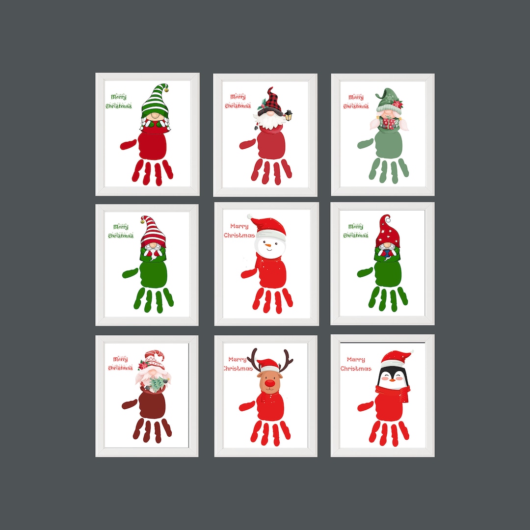 Bundle Christmas Handprint Art Gnome Handprint Winter Craft Home ...