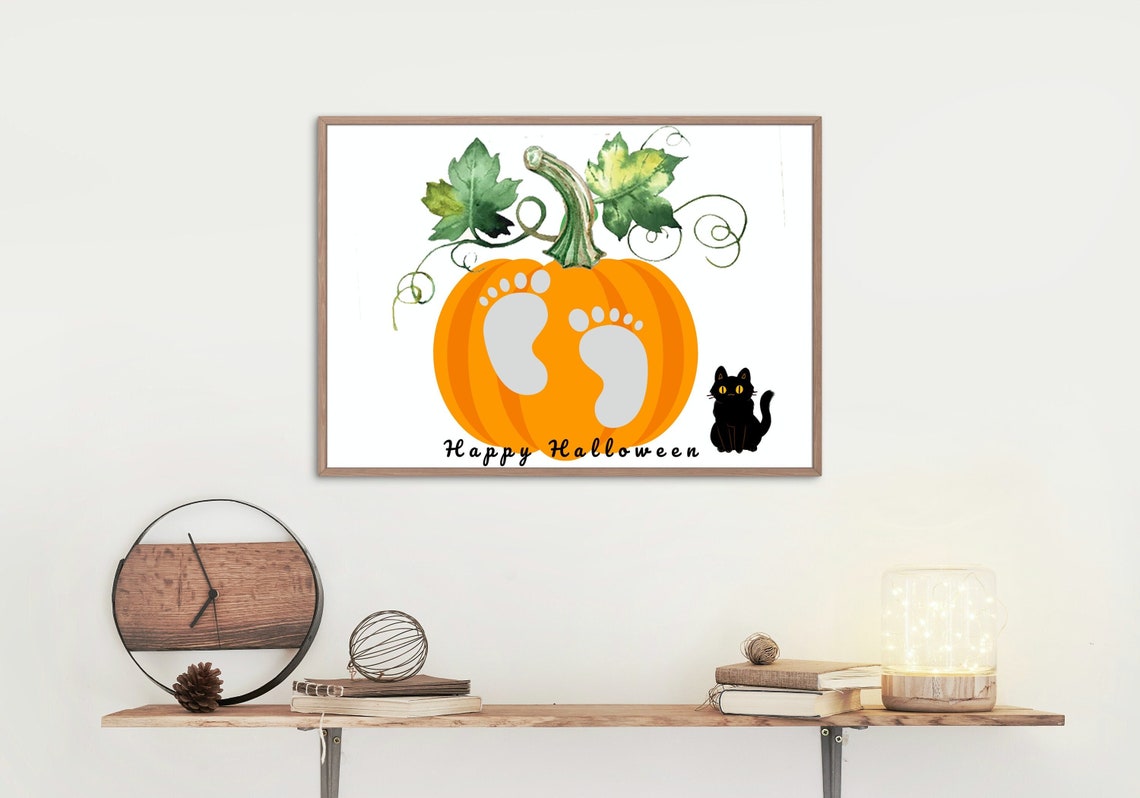 Cute Pumpkin Footprint Art: Instant Download & Printables Halloween ...