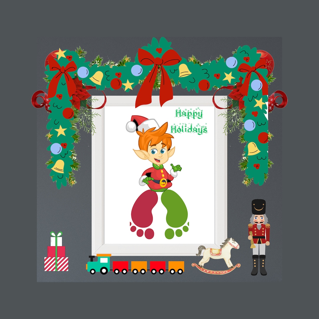 Christmas Handprint Art Elf Handprint Winter Craft Home - Etsy