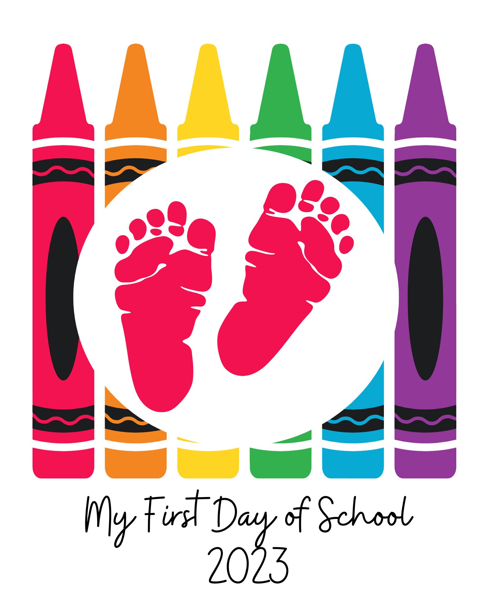 Back to School Footprint Art Printable School Crayons Footprint Craft ...