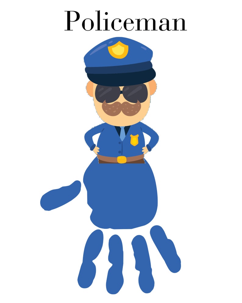 Policeman Handprint Art Unique Handprint Craft: 8x10 Printable Baby ...