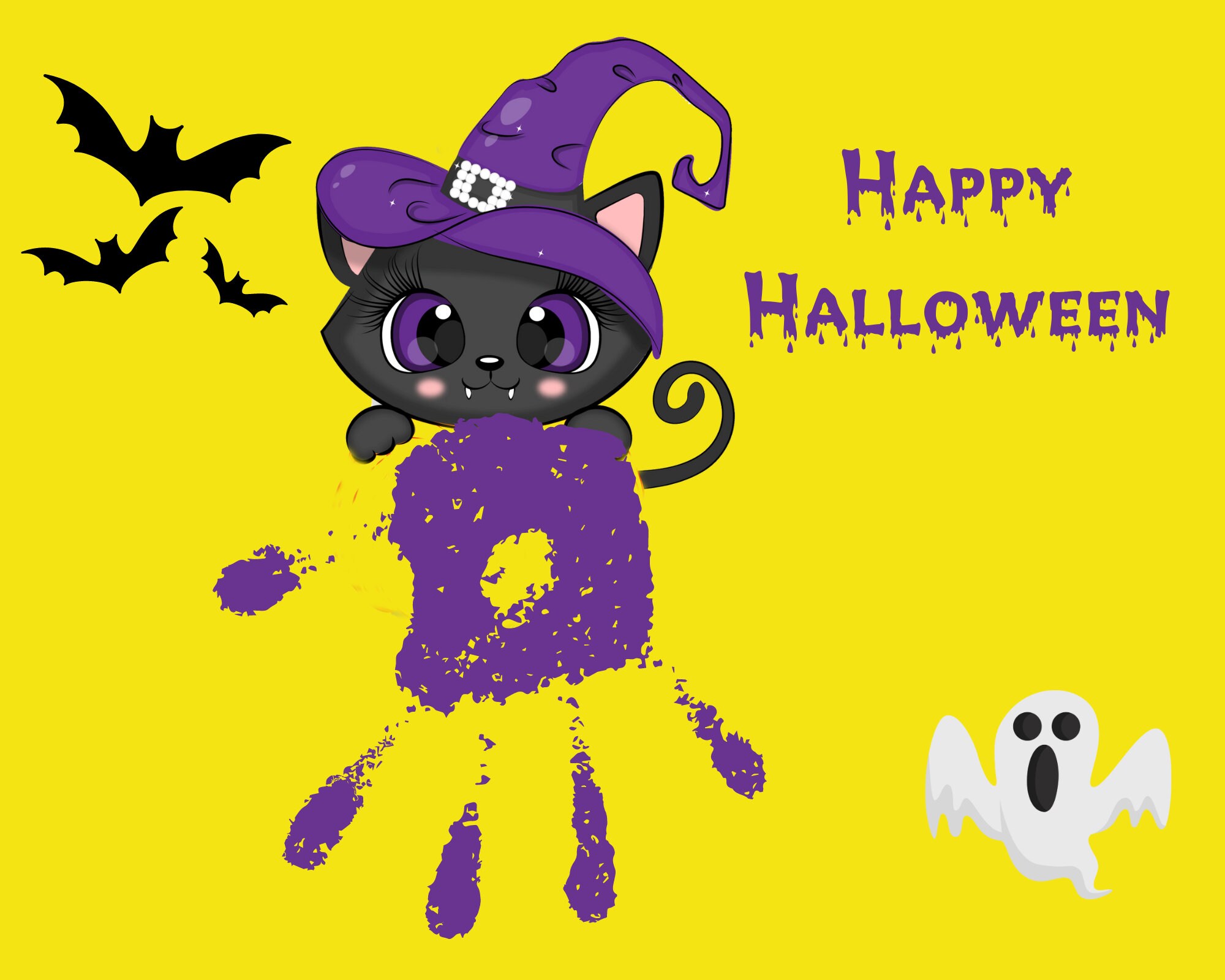 Cute Cat Handprint Art Instant Download & Printables Halloween - Etsy