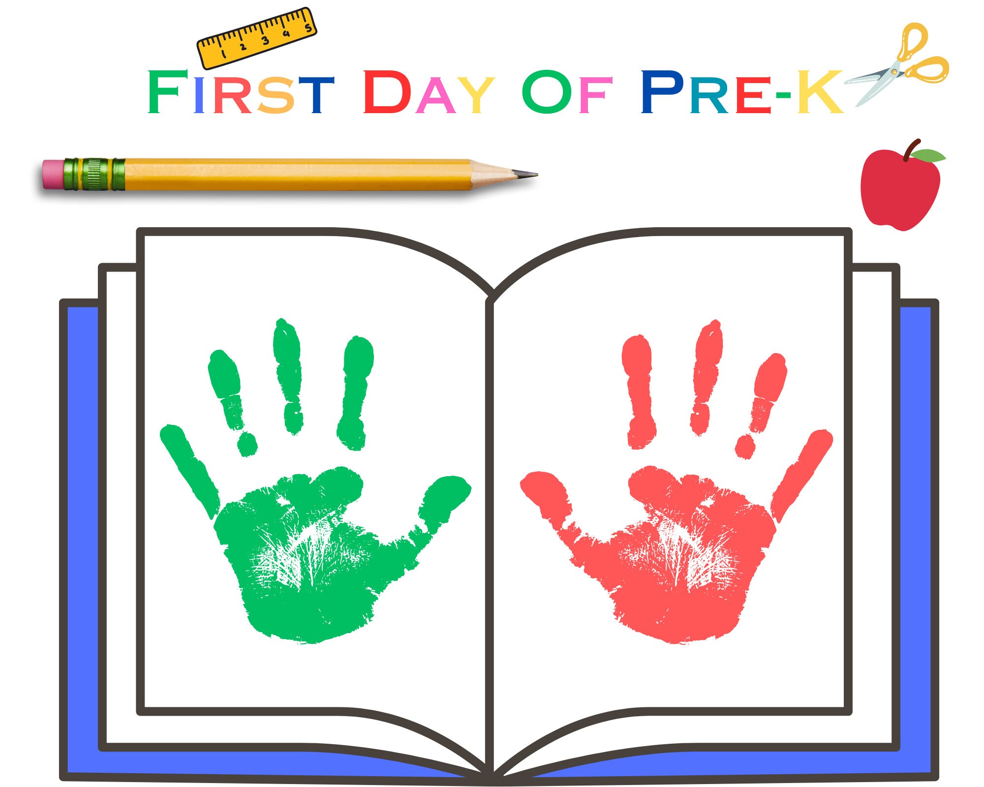 Back to School Handprint Art Printable First Day of Pre-k DIY - Etsy