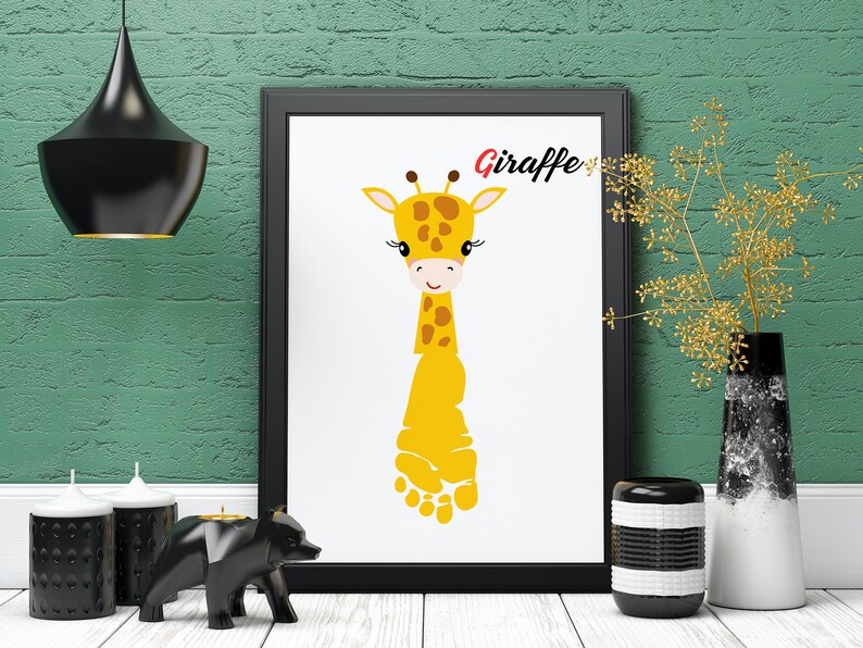 Giraffe Footprint Art Animal-themed Handprint Activity: Baby - Etsy