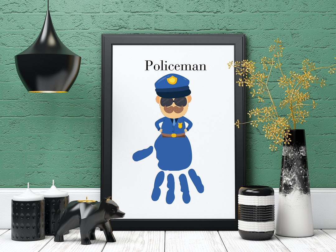 Policeman Handprint Art Unique Handprint Craft: 8x10 Printable Baby ...