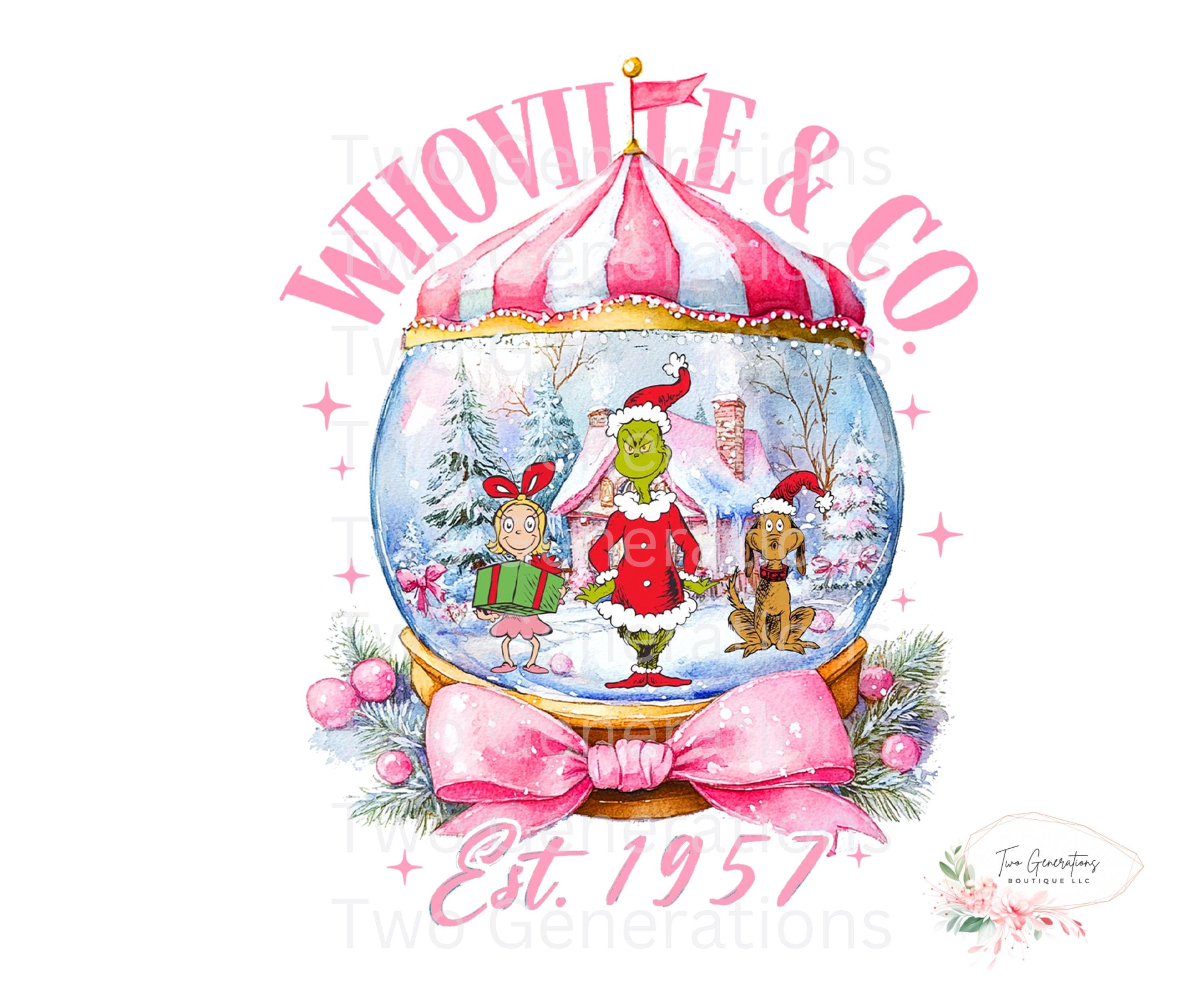Pink Grinch Snow Globe DTF Transfer - Etsy