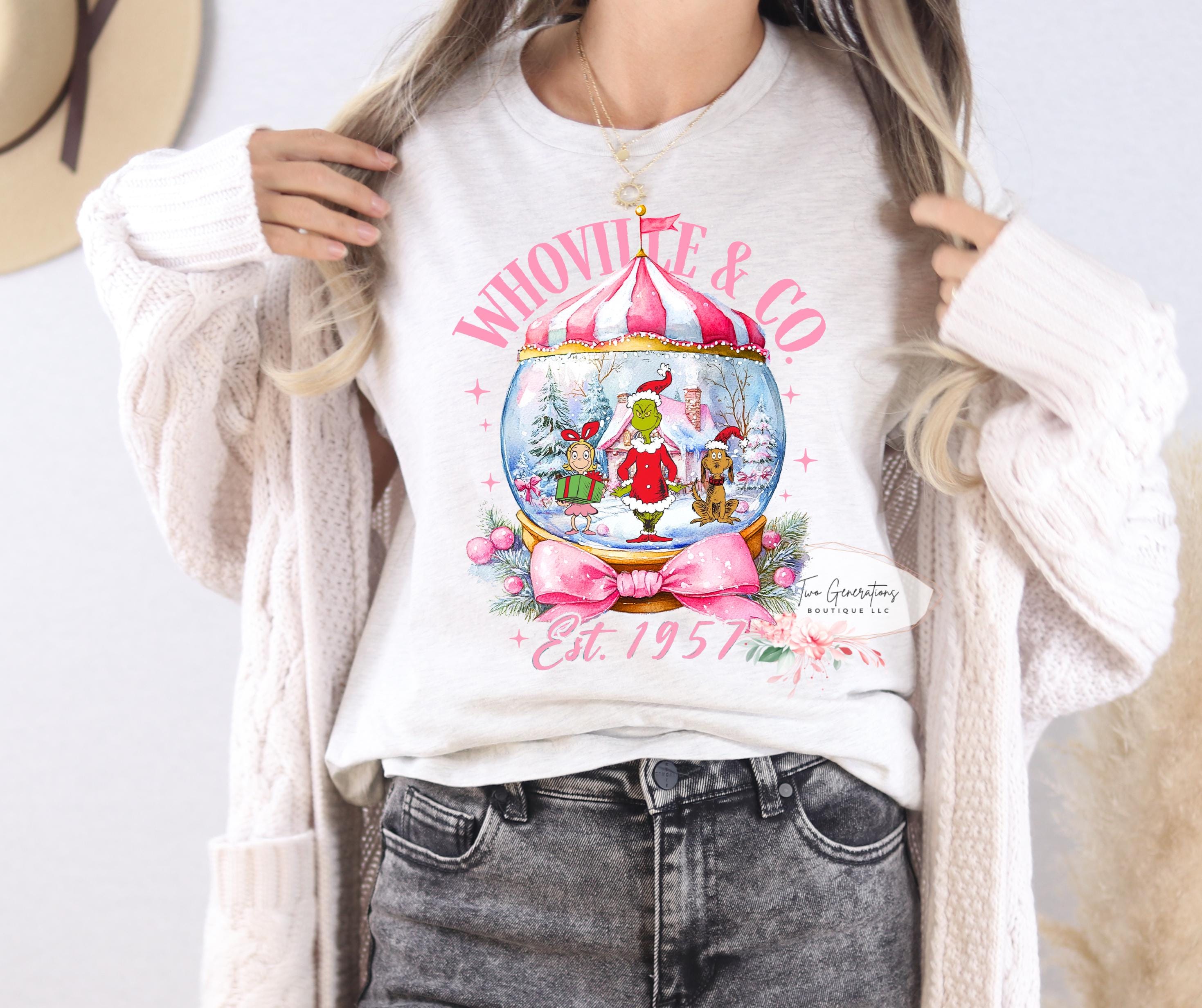 Pink Grinch Snow Globe DTF Transfer - Etsy