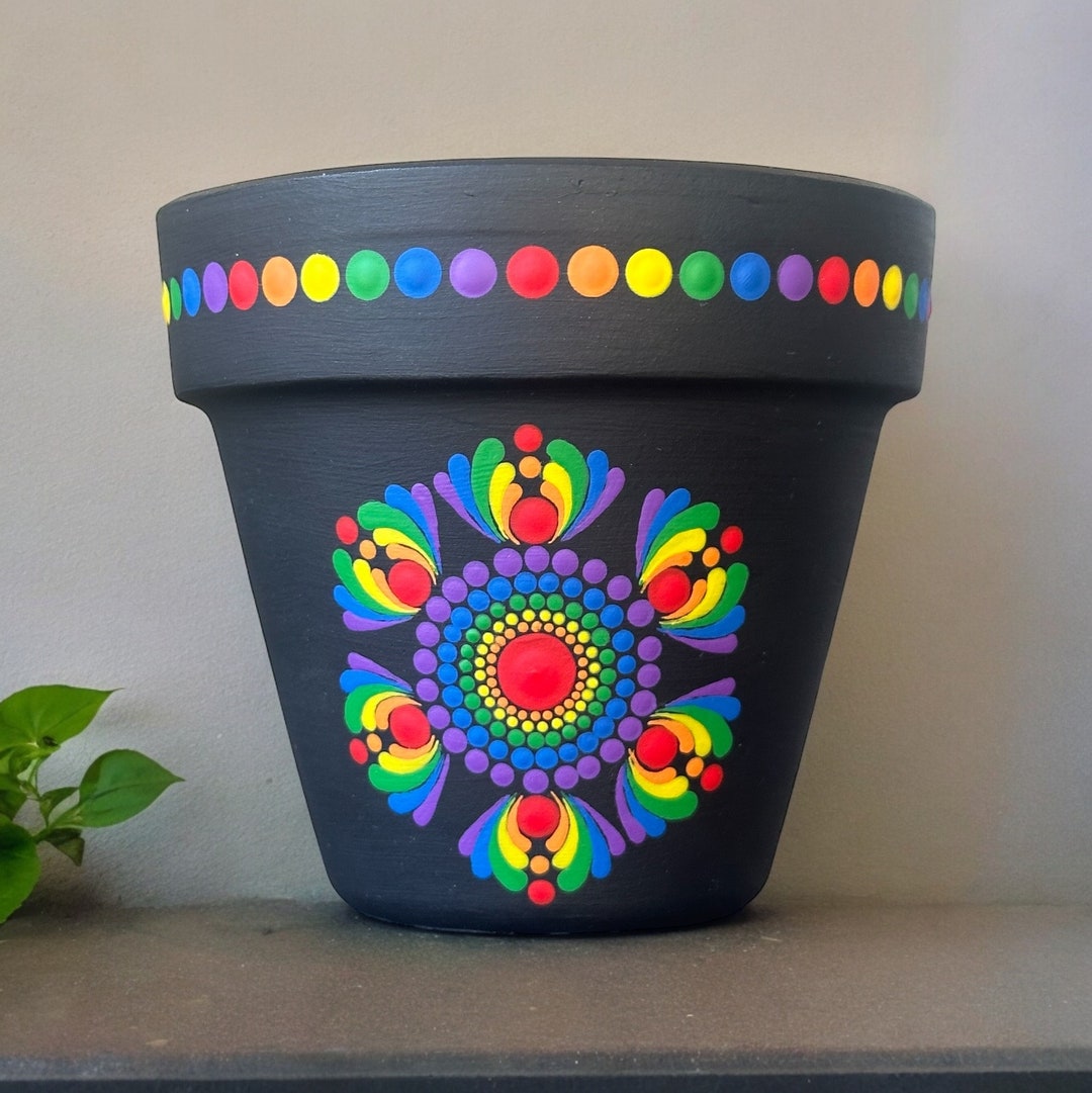 Rainbow Flower Pot - Etsy