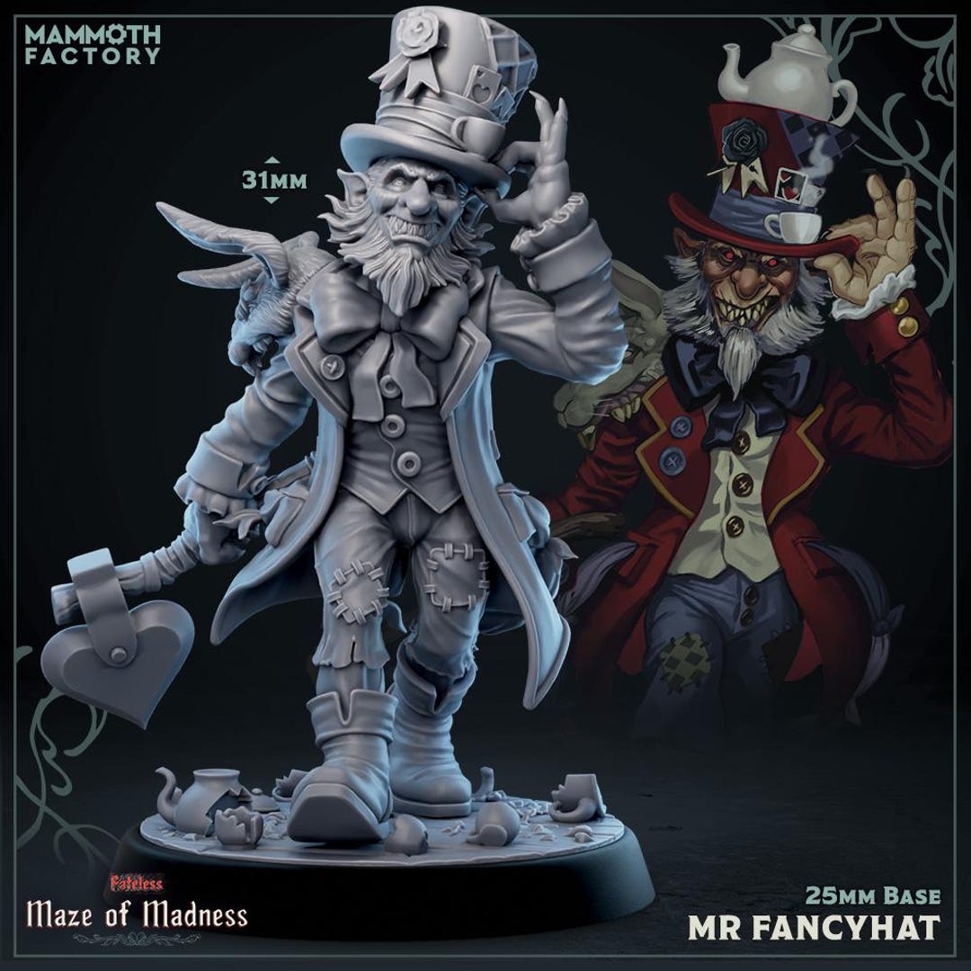 Alice in Wonderland Inspired Mad Hatter Fey NPC PC | 25mm 75mm and Bust ...