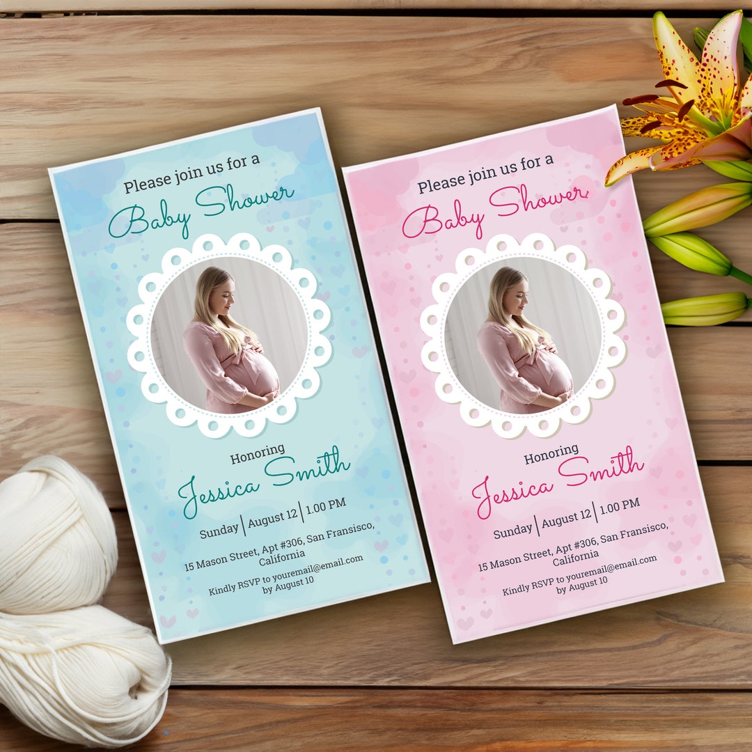 Baby Shower Personalized Invitation With Your Photo, We Edit It for You ...