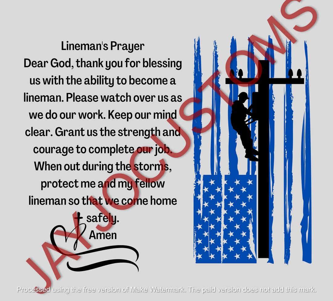 Linemans Prayer Png File - Etsy