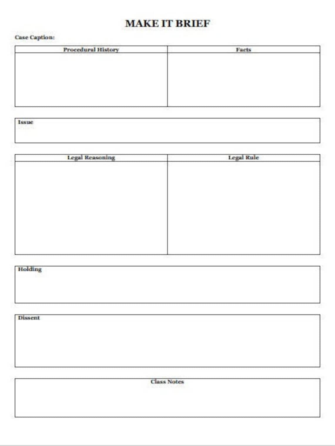 Law School Editable Case Brief Template - Etsy