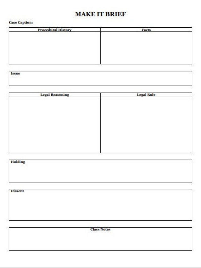 Law School Editable Case Brief Template - Etsy
