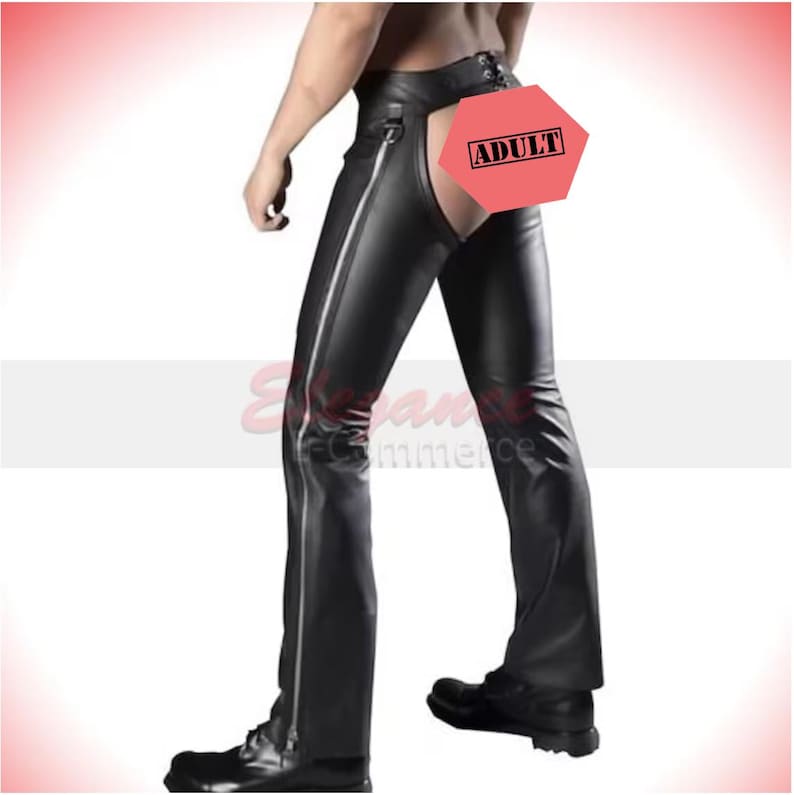Mens Real Leather Heavy Duty Gay Chaps Pant, Cafe Rider Gay Handmade ...