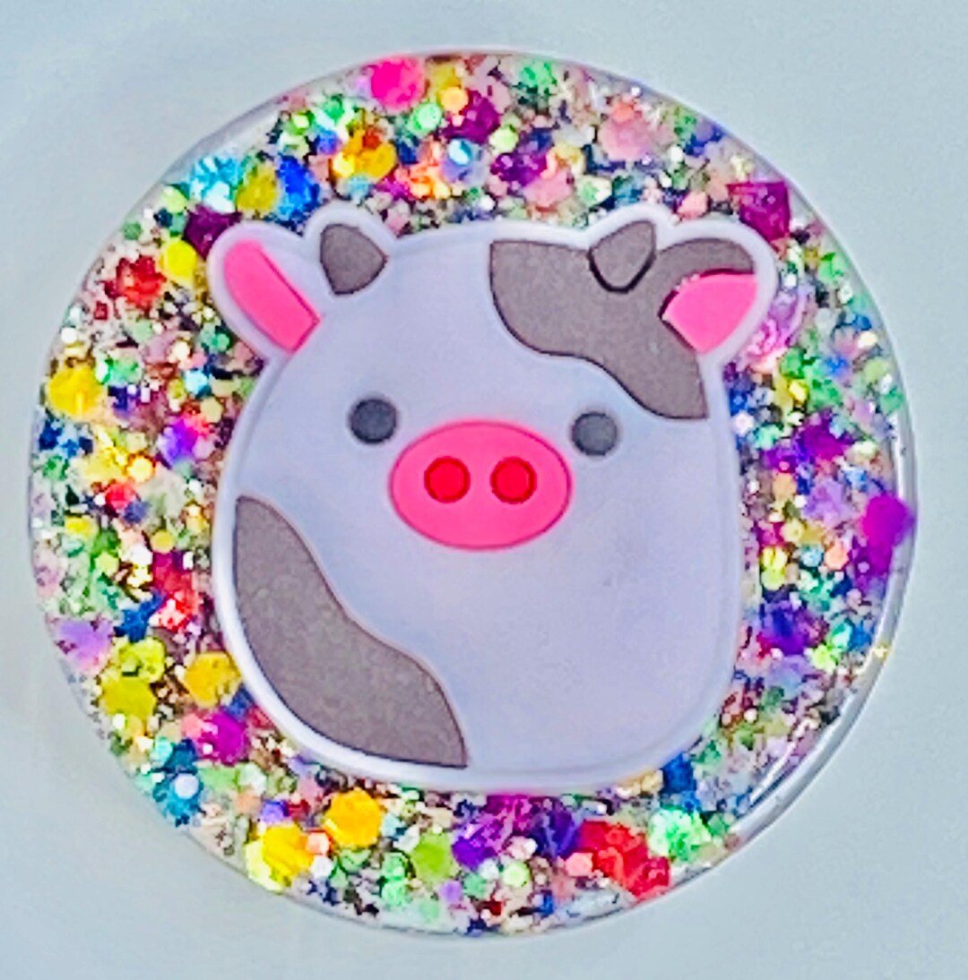 This Resin Popsocket Has a Cow Squishmallow. It is Very Sparkly. It is ...