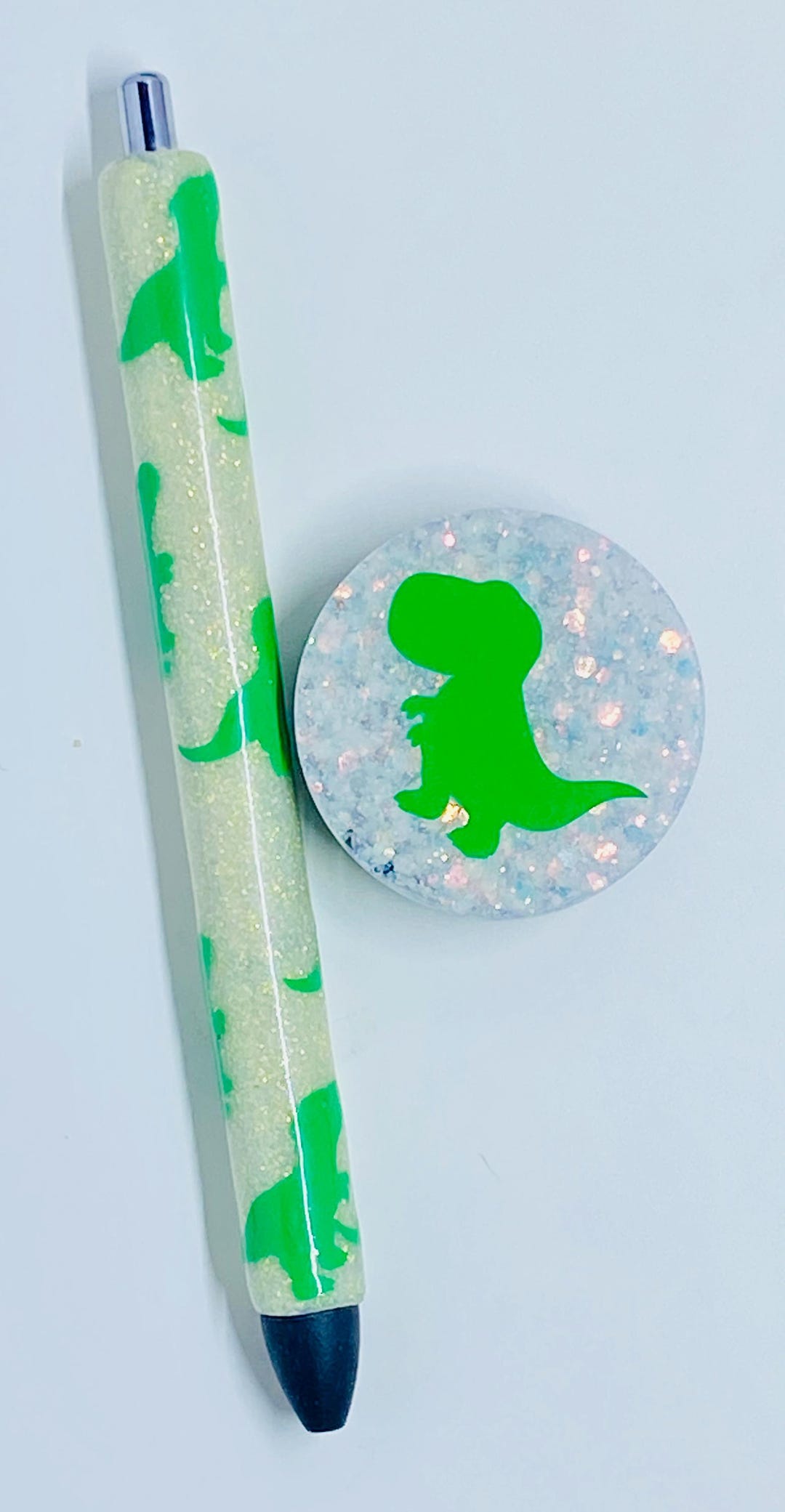 Dinosaur Resin Pen and Glow-in-the-dark Popsocket Set - Etsy