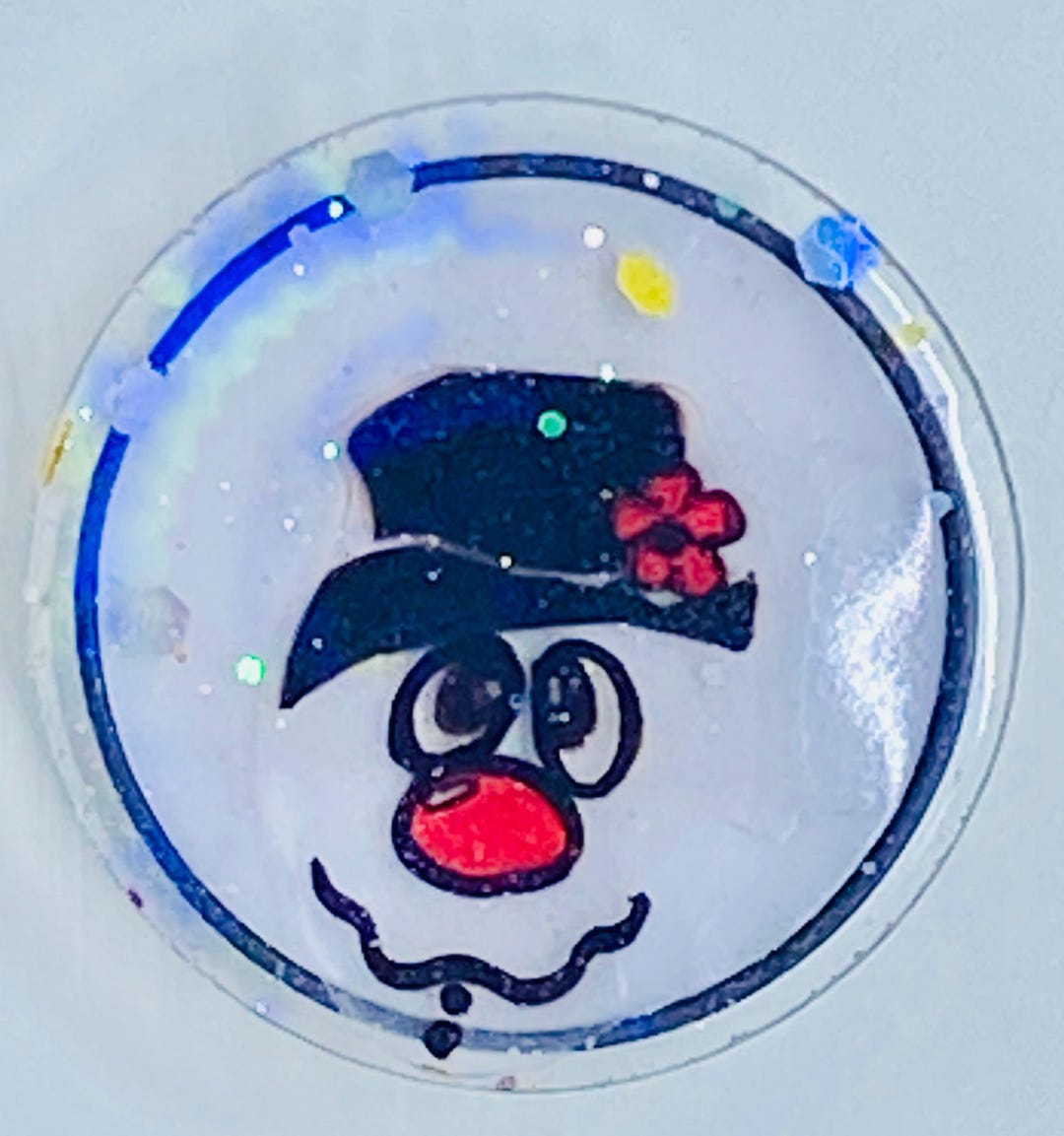 This Resin Keychain Has Frosty the Snowman Face. It is Very Sparkly ...