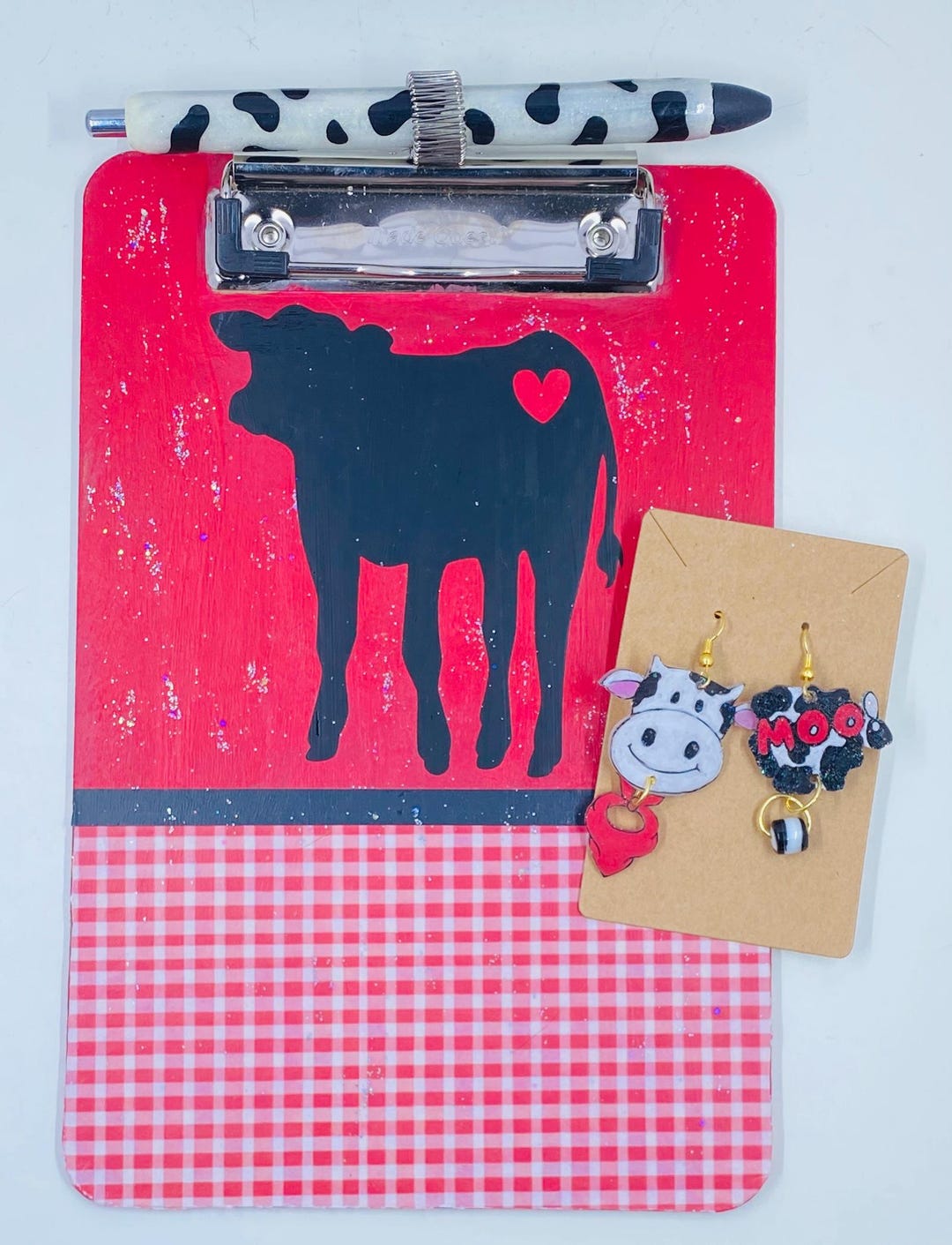 This Clipboard is to All the Cow Lovers. It Has a Resin Pen Covered in ...