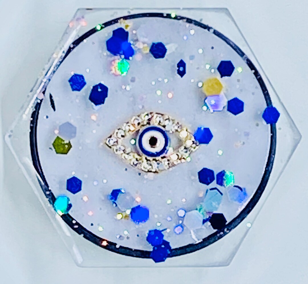 Evil Eye Resin Popsocket: Holographic Glitter Octagon Grip - Etsy