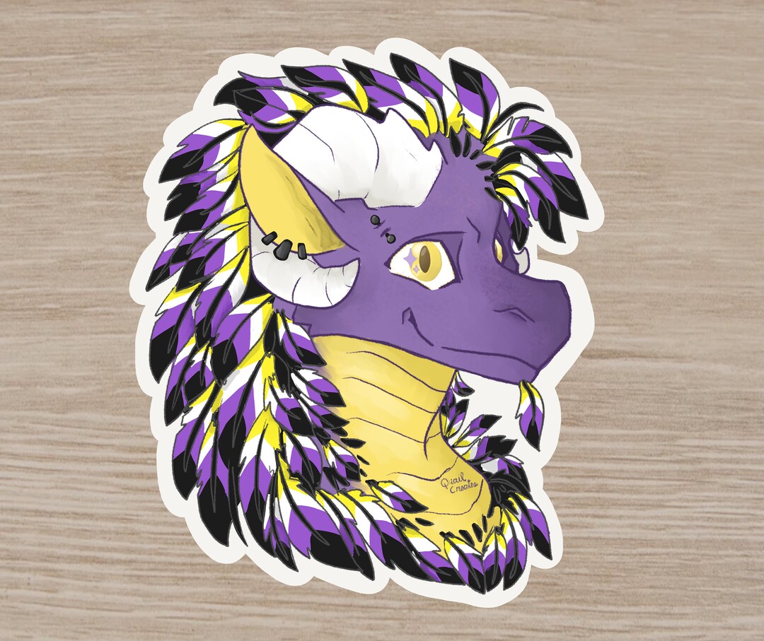 Non-binary Pride Dragon Vinyl Sticker - Etsy