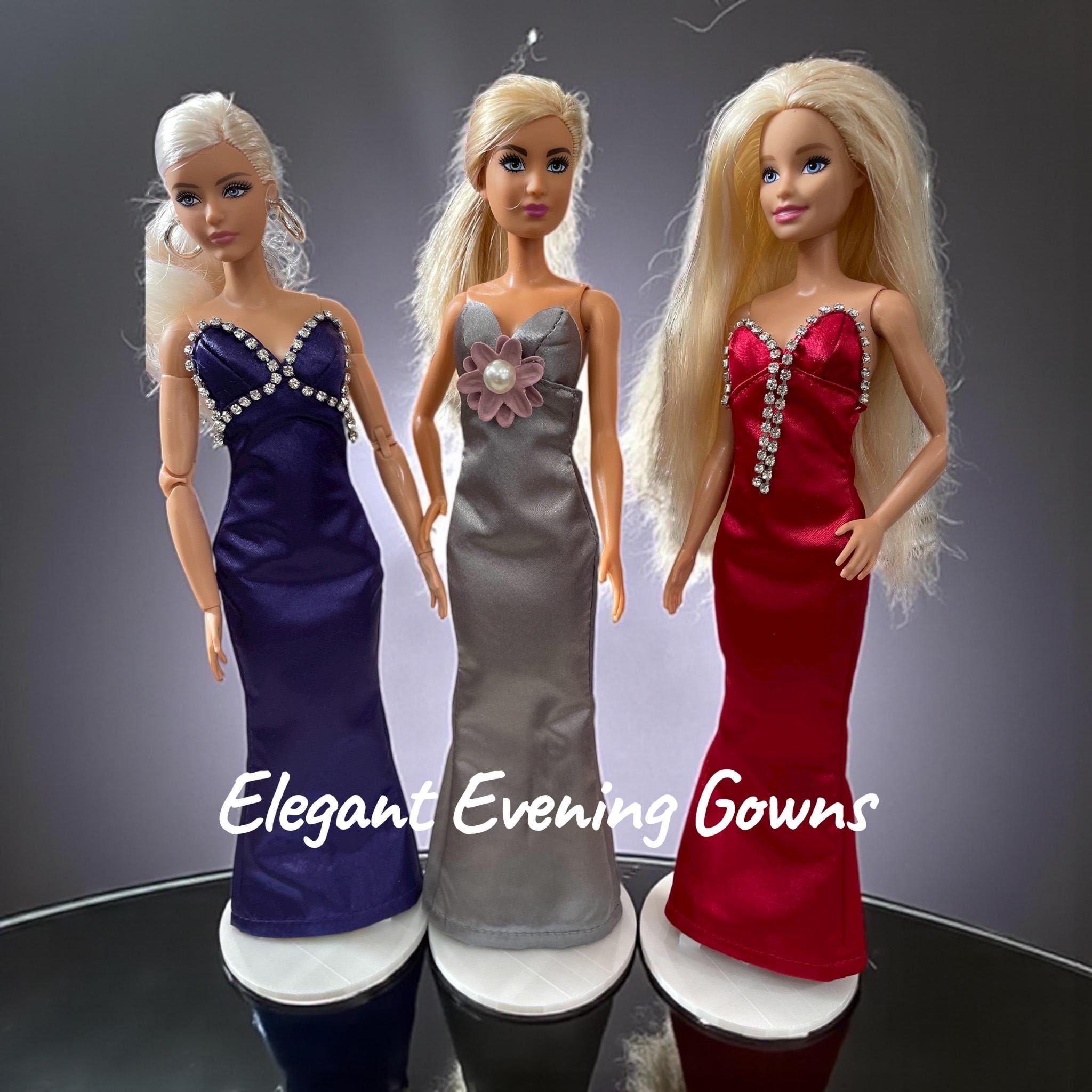 Fashion Doll Evening Gown: Teal Satin Dress With Lace - Etsy