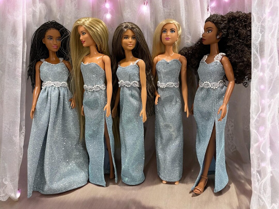 Light Blue Shimmer Fashion Doll Dress: Formal Party Gown - Etsy