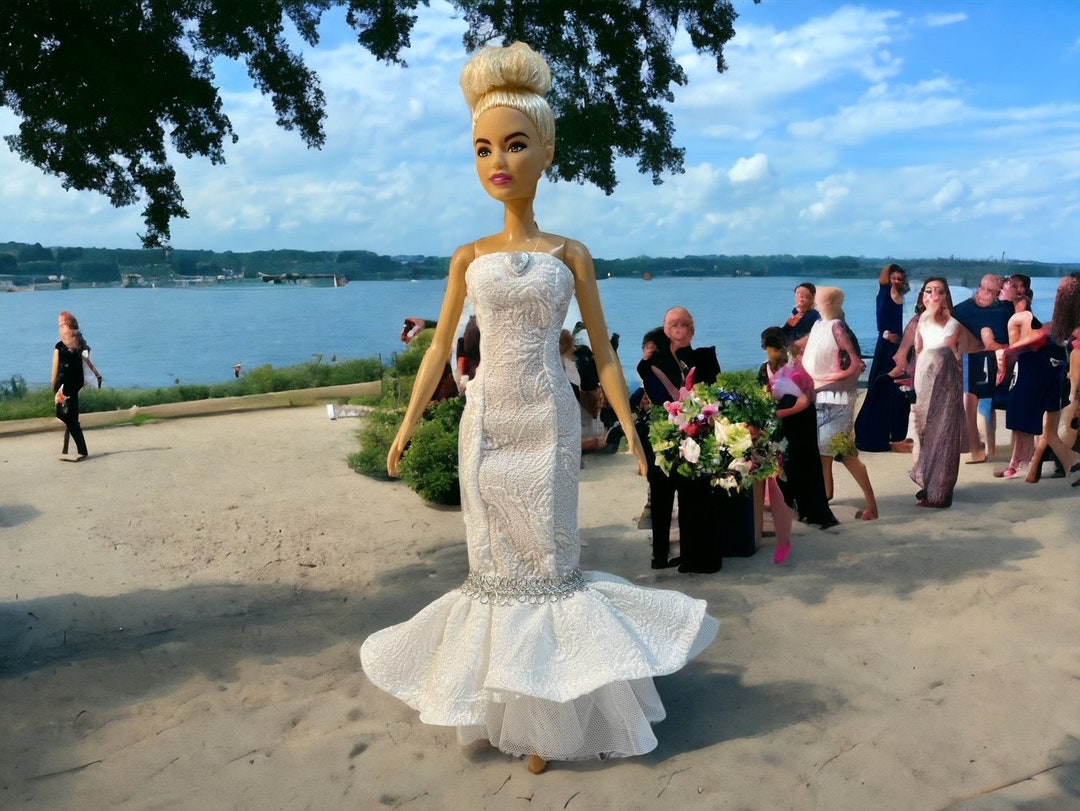 Barbie Doll Handmade Bride Wedding Dress Gown - Etsy