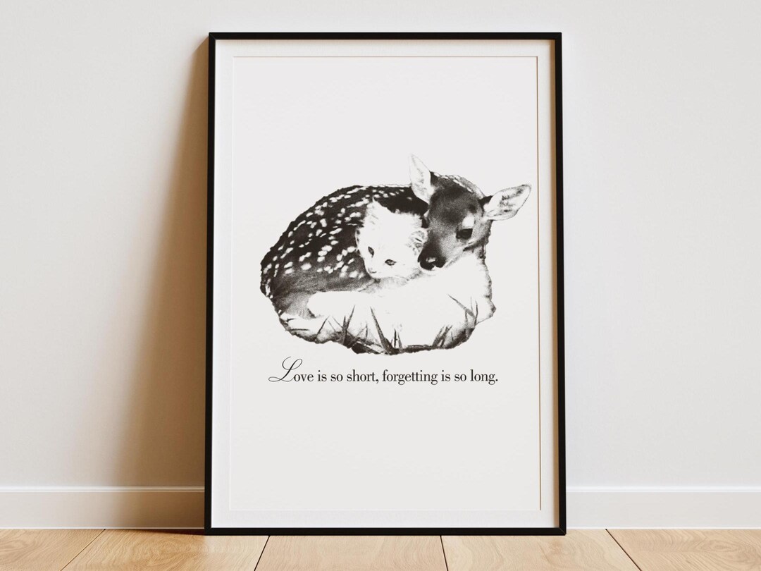 Kitten and Deer Poetry Poster, Pablo Neruda Quote Nursery Print ...