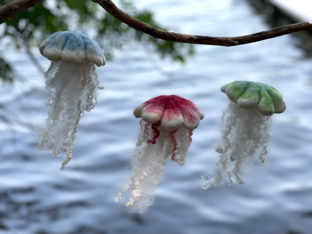 Needle Felted Jellyfish Colorful - Etsy