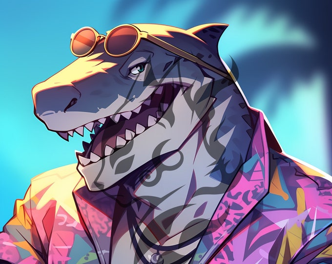 Cool Shark Fursona Profile Pic PFP - Digital Download HD Image - Etsy