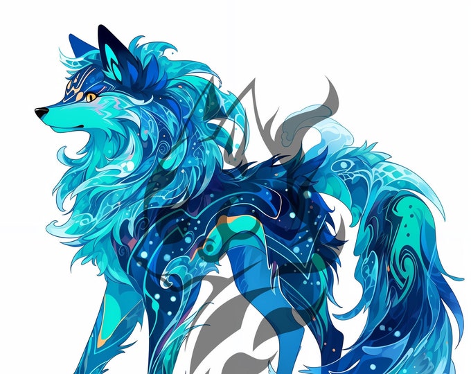 Magical Blue Wolf Adoptable Character - Digital Download HD Image - Etsy