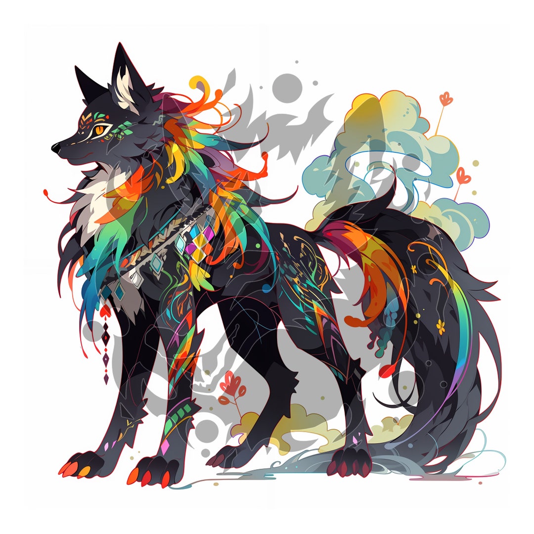 Colorful Magic Wolf Adoptable Character Digital Download HD Image ...