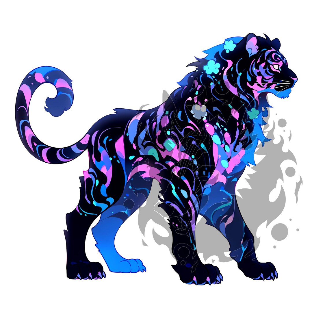 Blacklight Tiger Adoptable Character - Digital Download HD Image Unique ...