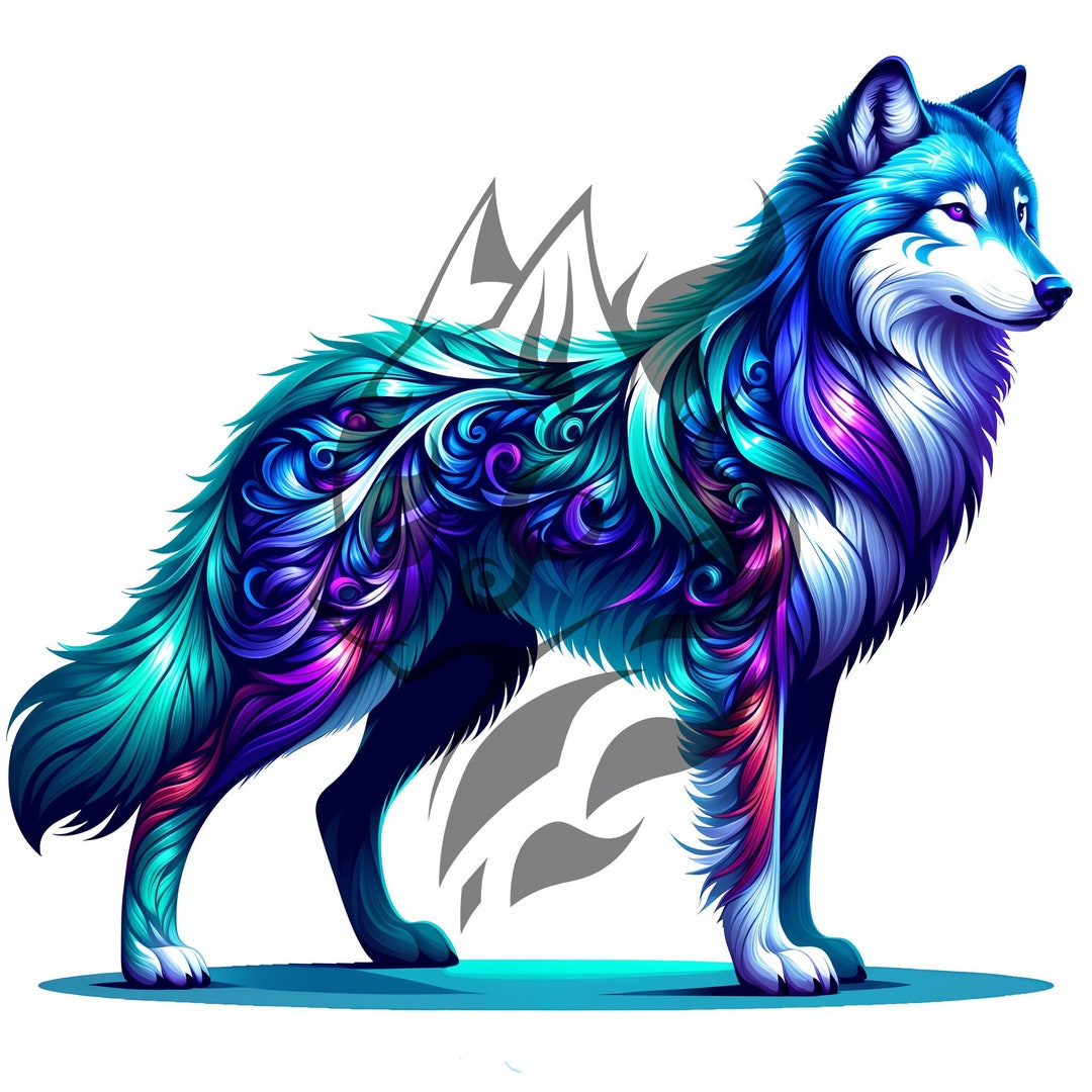 Iridescent Wolf Tattoo Design Digital Download HD Image - Etsy