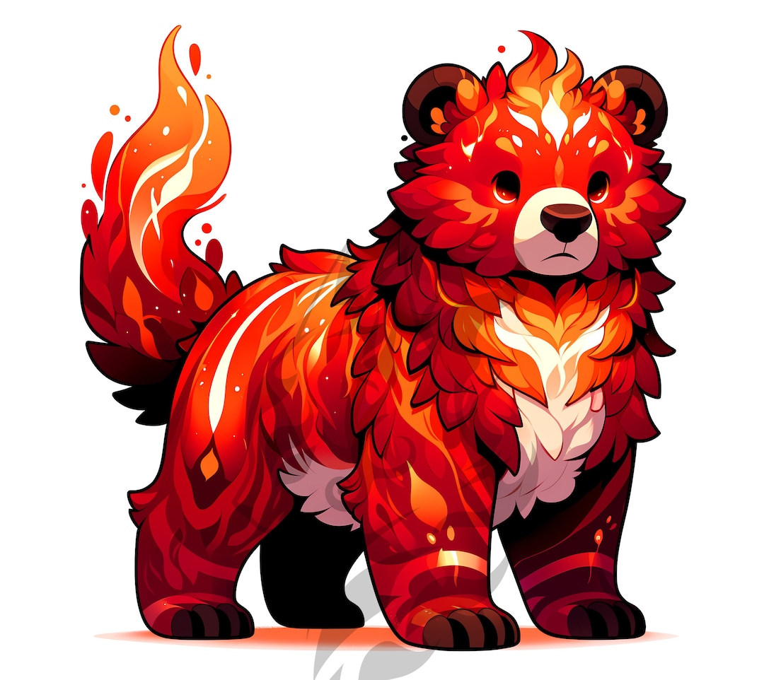 Fire Bear Adoptable Character - Digital Download HD Image Animal ...