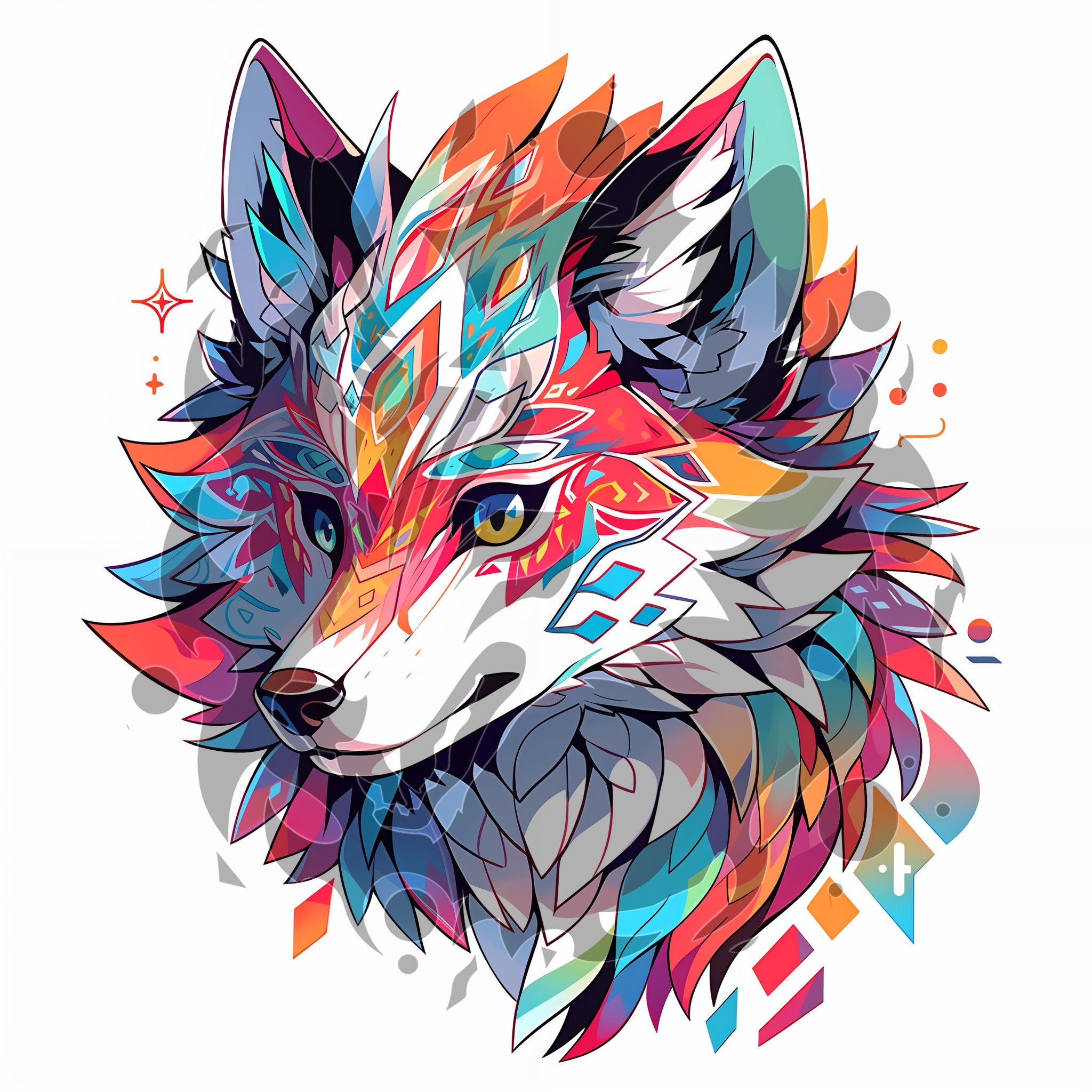 Colorful Fox Profile Pic PFP - Digital Download HD Image - Unique One ...